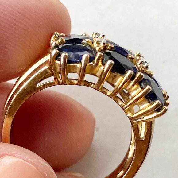 Paj | Jewelry | Paj Sapphire Diamond Ring 925 Gold Overlay Lab Created ...